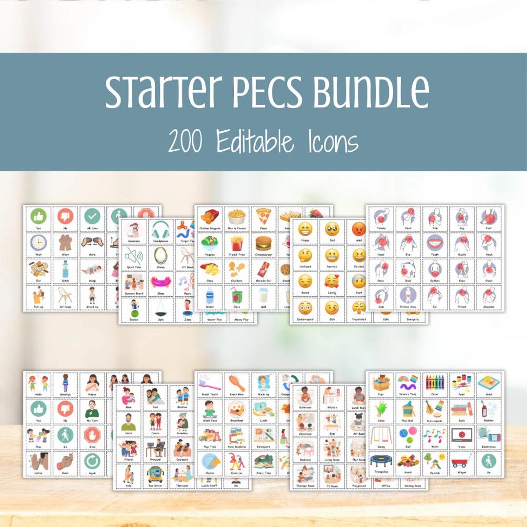Starter PECS Cards Bundle — Editable AAC Visuals, Autism Nonverbal ...