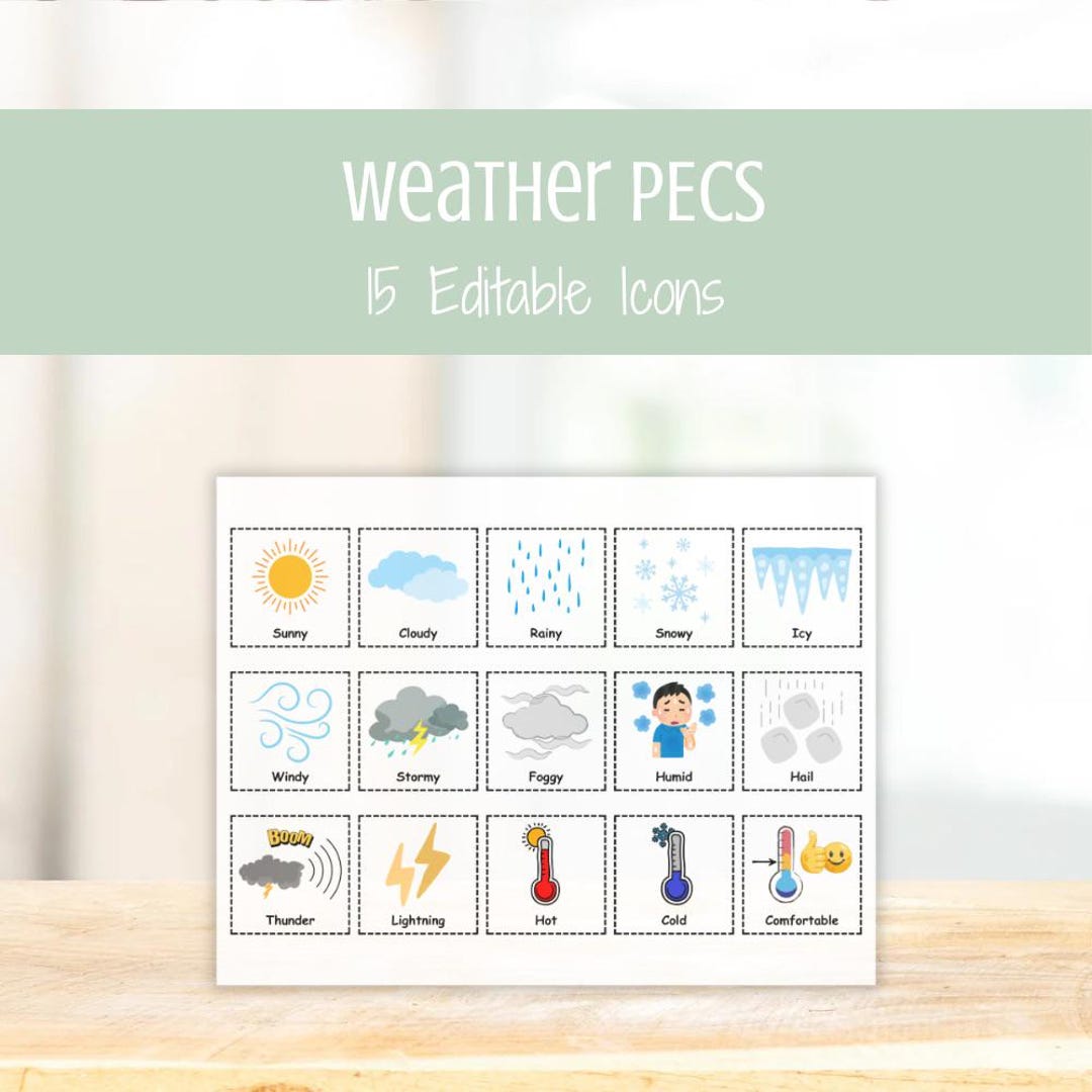 Weather PECS Cards — Editable AAC, Autism Nonverbal Communication Cards ...