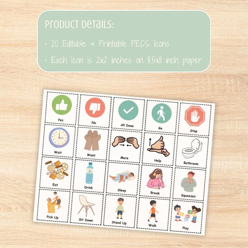 Basic Needs PECS Cards — Editable AAC, Autism Nonverbal Communication ...