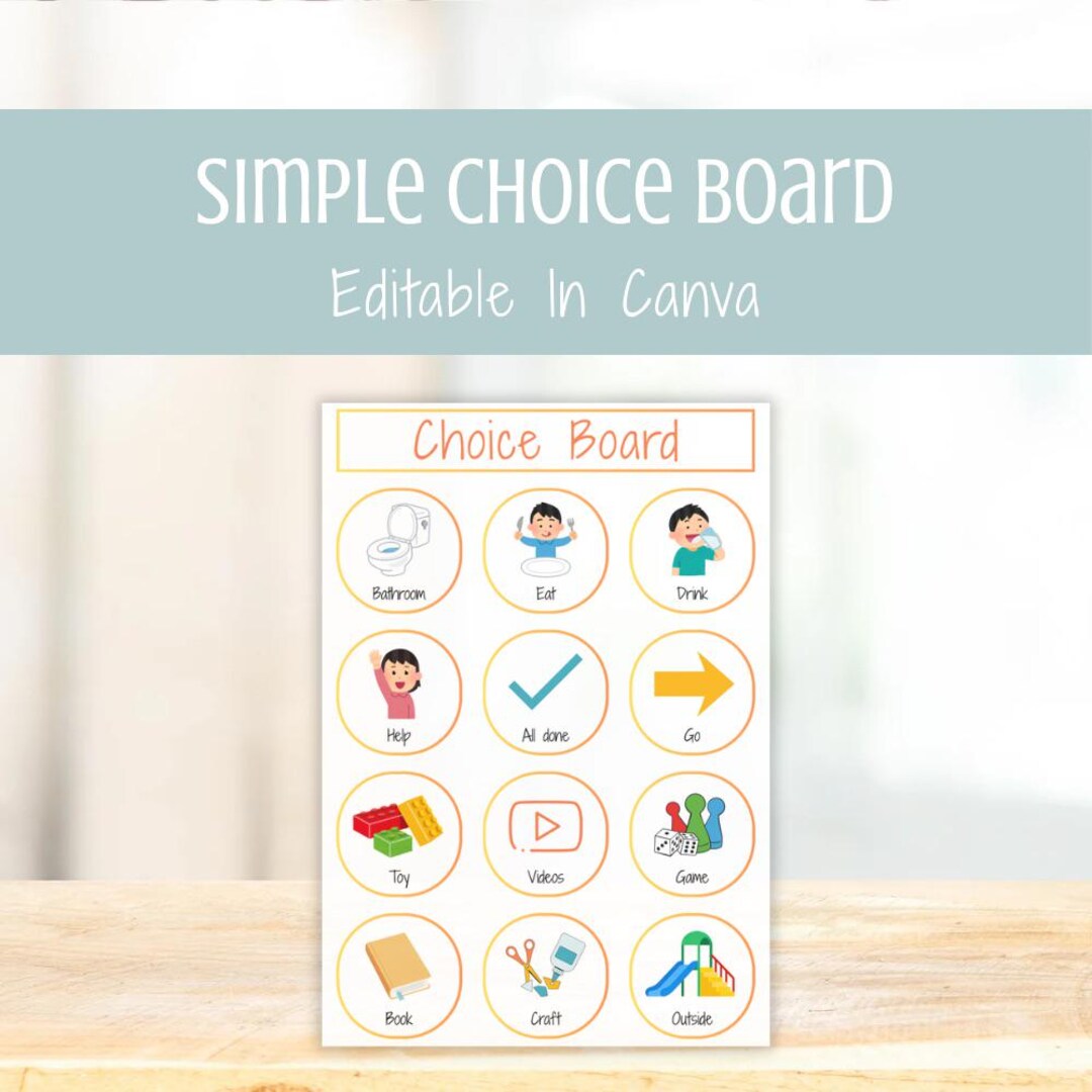 Simple Choice Board - Nonverbal Picture Communication Board, Special ...