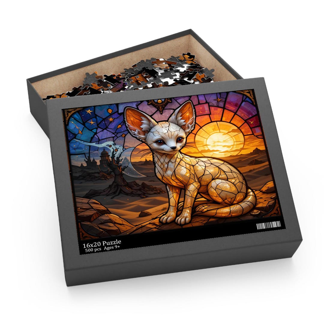 Stained-glass Puzzle of Prismatic Crystalline Baby Fennec Fox Listening ...