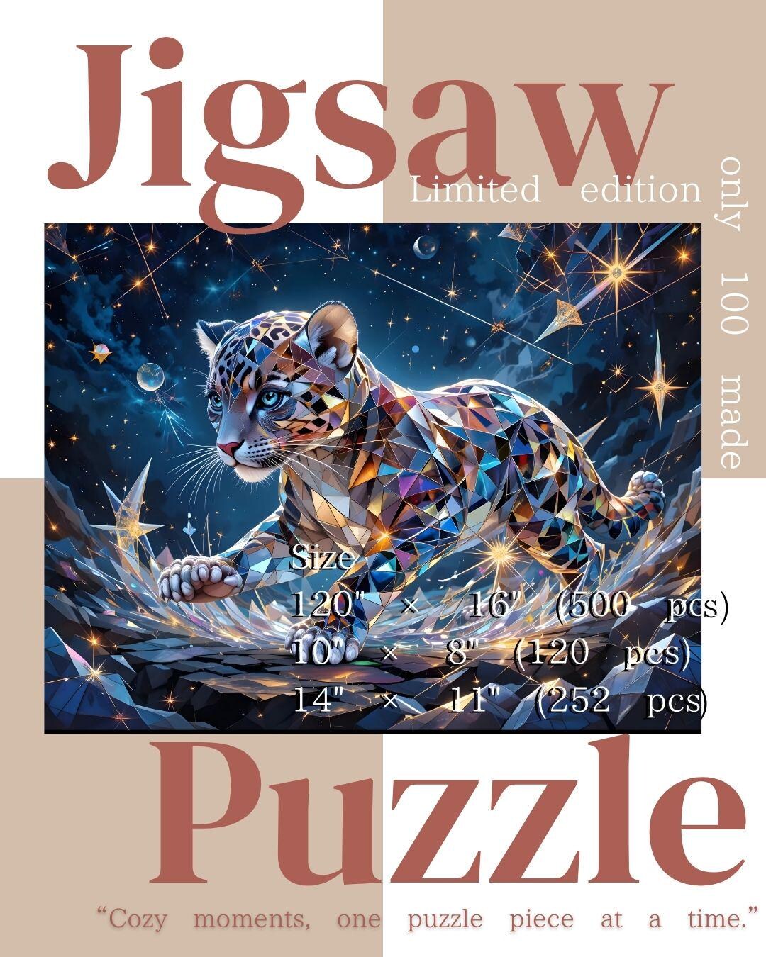 Puzzle, Stained-glass Baby Clouded Leopard Playing With Cosmic Light ...