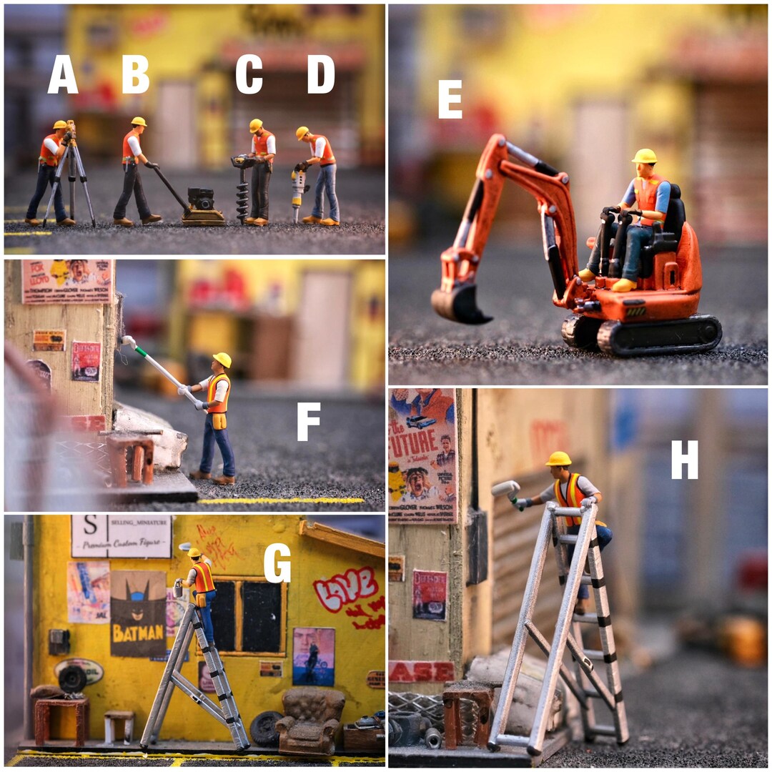 Miniature Worker Road Scale 1/64 or 1/87 for Diecast or Diorama - Etsy