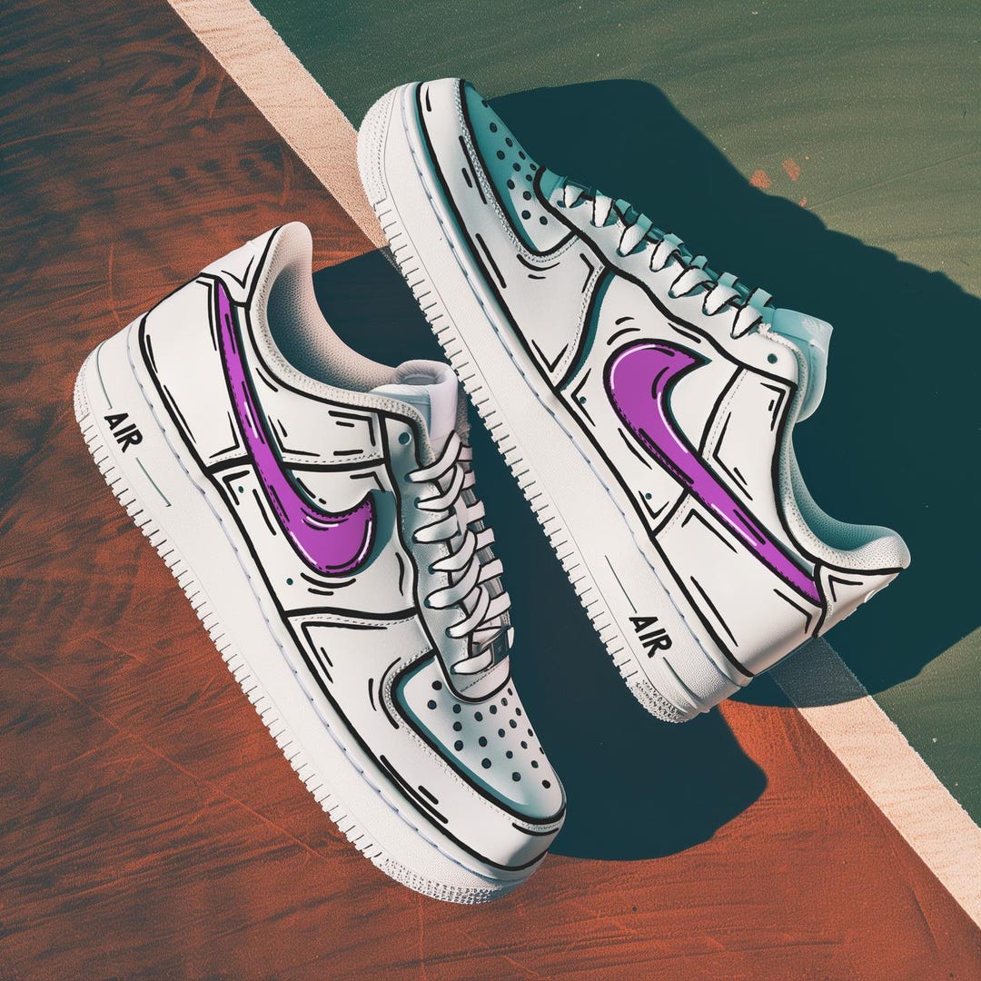 Custom Purple Cartoon Air Force 1, Custom Air Force 1, Custom Purple ...