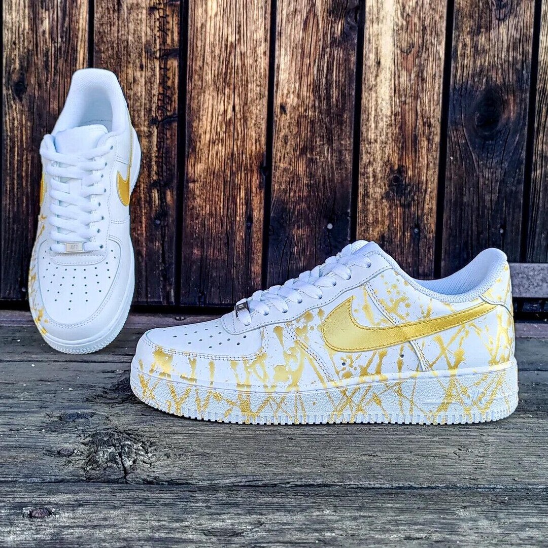 Custom Gold Splatter Air Force 1, Custom Air Force 1, Custom Gold Air ...