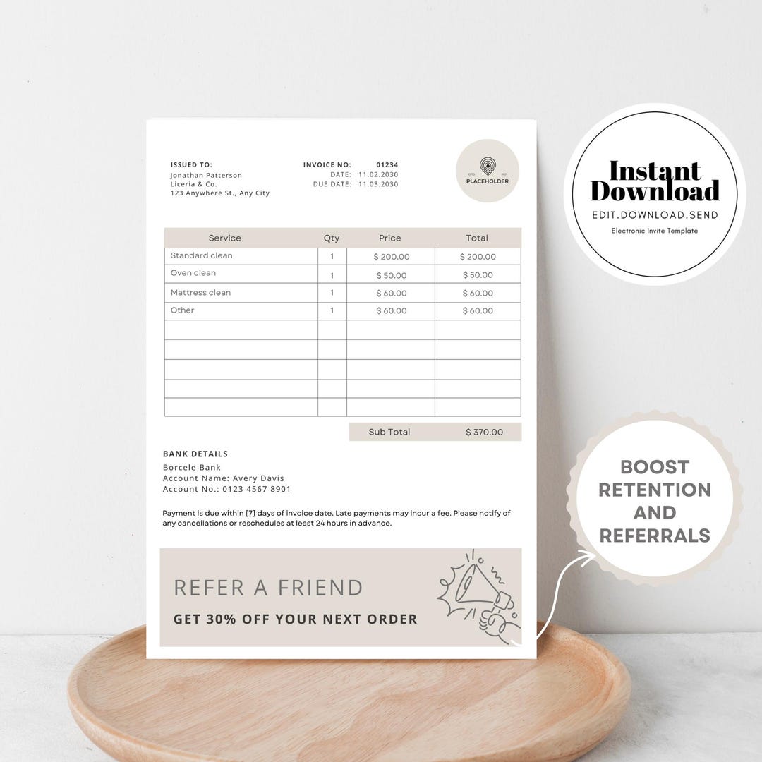 Customisable Service Receipt Template, Canva Invoice Design for ...