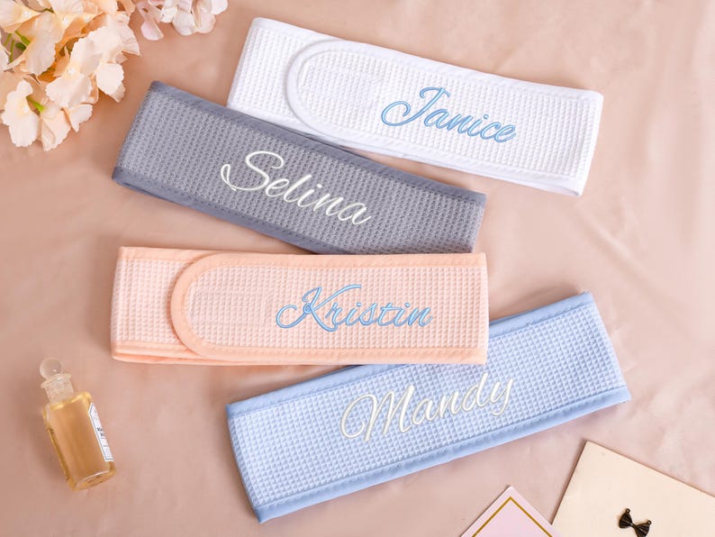 Personalized Spa Headband, Custom Embroidered Terry Cloth, Bridesmaid ...