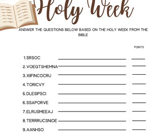 Holy Week Bible Trivia Bundle | Powerpoint, Printable & Unscramble Game ...