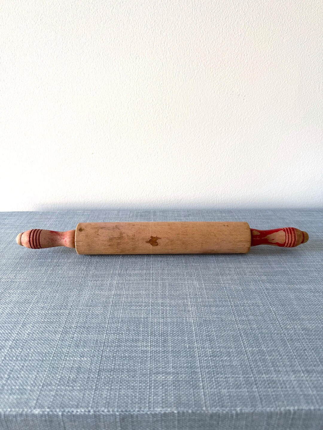 Vintage Red-handled Chippy Rolling Pin, Kitchen Accessories, Country ...