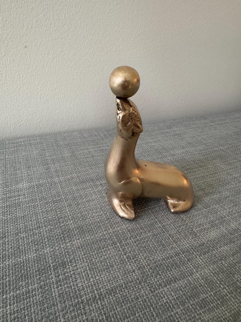 Vintage Solid Brass Sea Lion Figurine, Mid-century Modern Seal ...