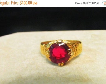 Synthetic ruby ring | Etsy
