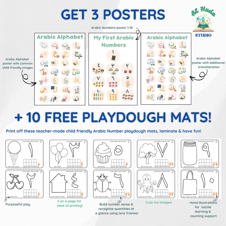 Arabic Alphabet & Numbers Posters Bundle + Free Arabic Numbers ...