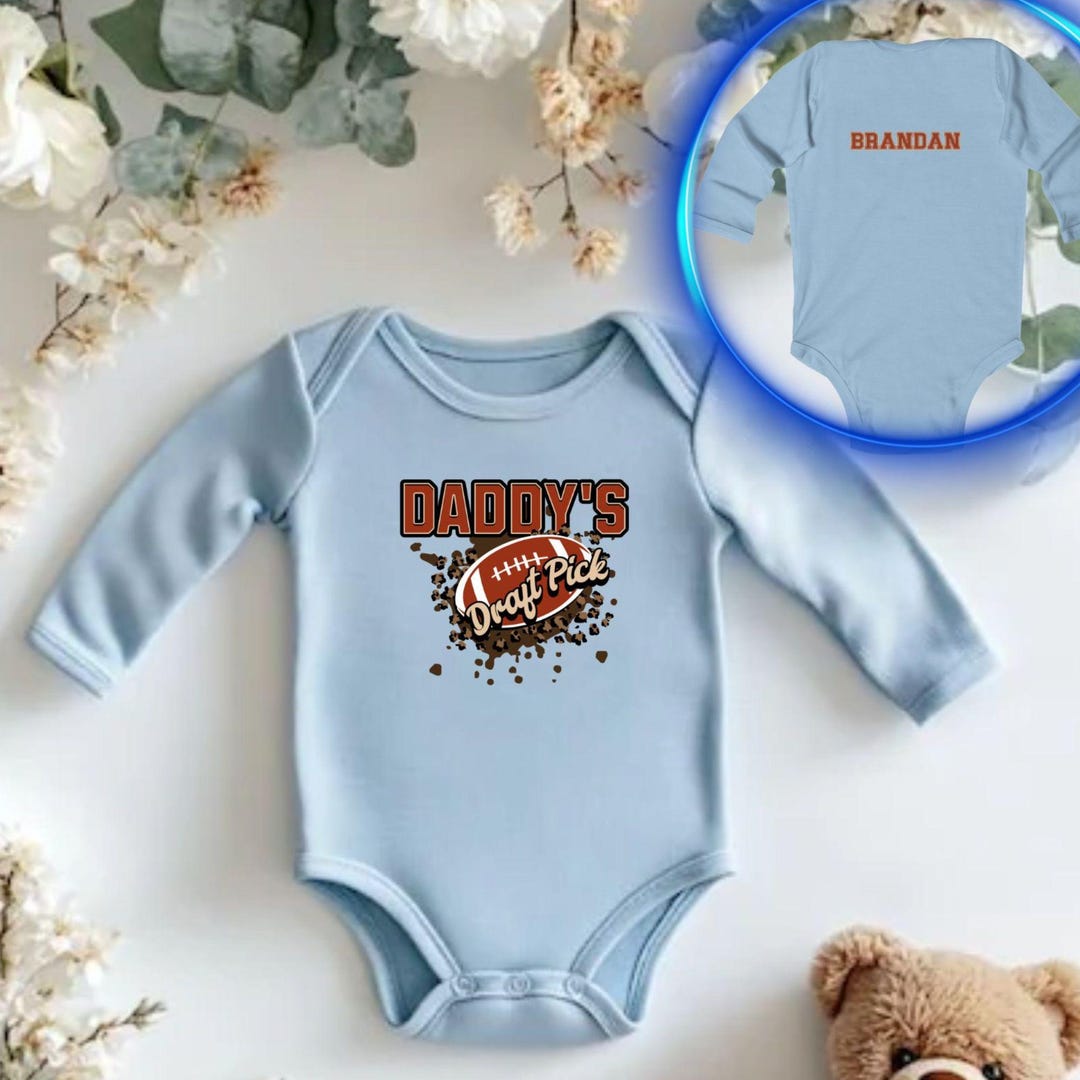 Personalized Baby Football Bodysuit, Daddy's Draft Pick, Newborn Outfit ...