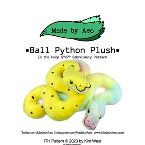 ITH DIGITAL PATTERN - Ball Python Plushie - in the Hoop Machine ...