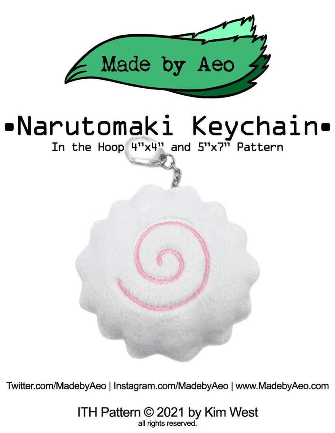 ITH DIGITAL PATTERN Narutomaki Plushie Keychain in the Hoop - Etsy