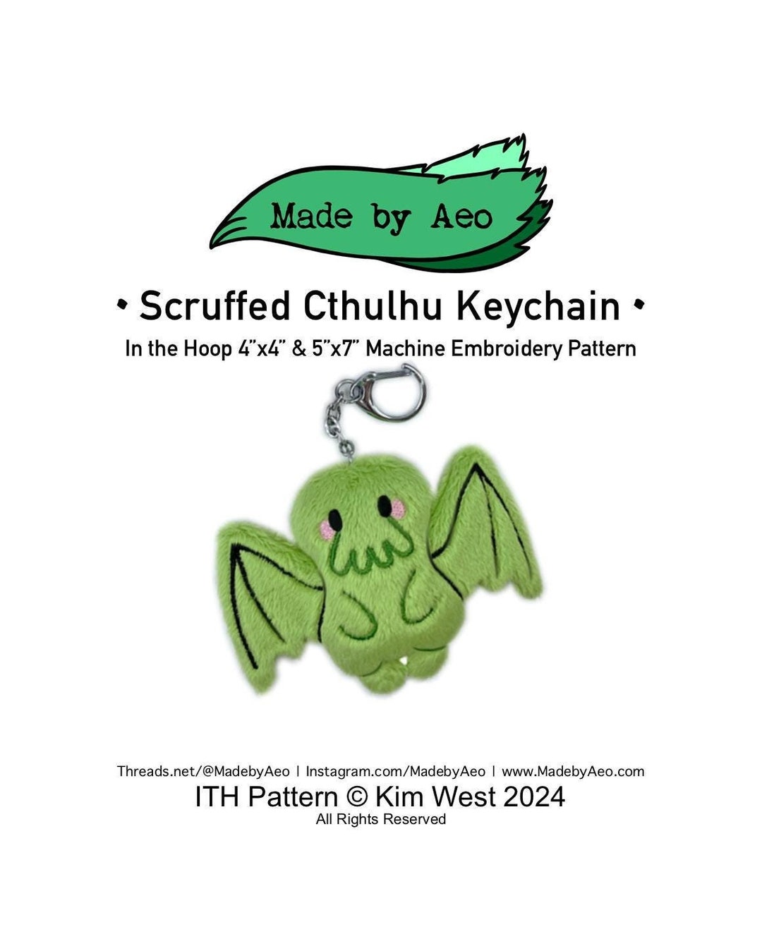 ITH DIGITAL PATTERN - Scruffed Cthulhu Keychain - in the Hoop Machine ...