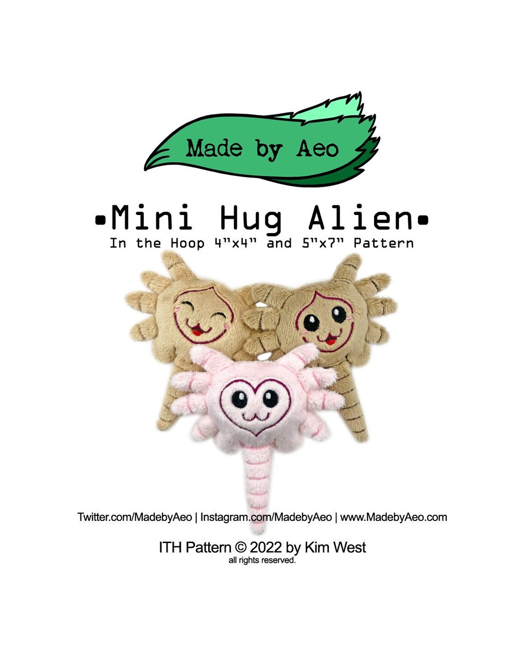ITH DIGITAL PATTERN - Mini Hug Alien Plushie - in the Hoop Machine ...