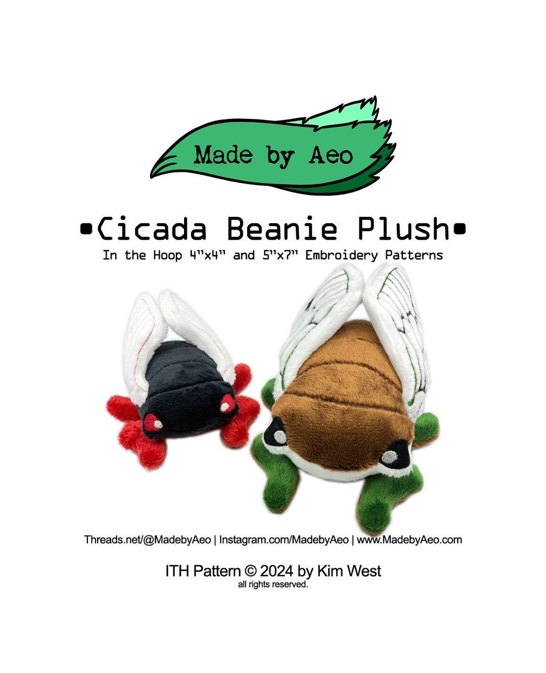 ITH DIGITAL PATTERN - Cicada Beanie Plush - in the Hoop Machine ...