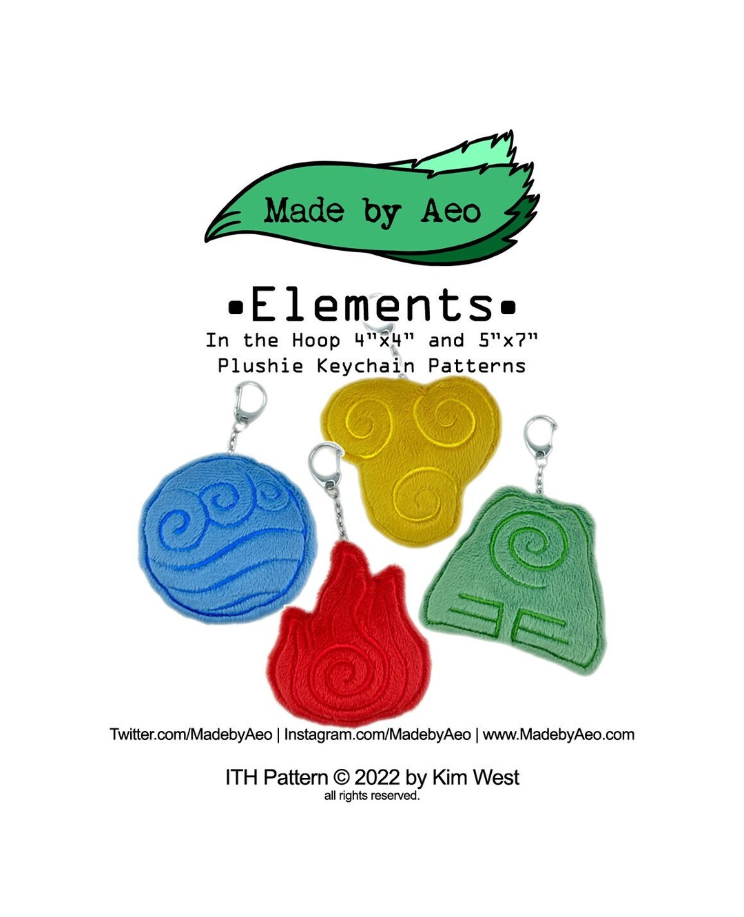 ITH DIGITAL PATTERN Element Plushie Keychain Bundle in the Hoop Machine ...