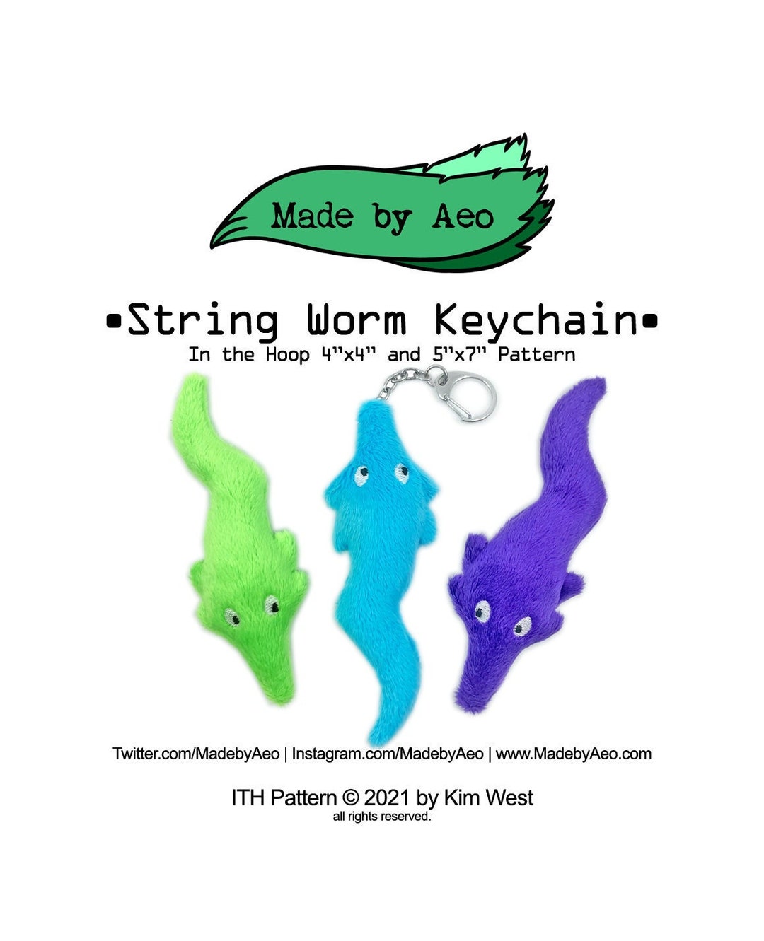 ITH DIGITAL PATTERN - String Worm Plushie Keychain! in the Hoop Machine ...