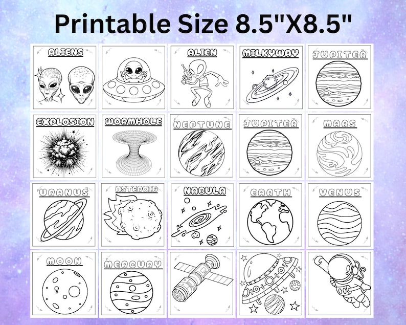 Space Coloring Book – 50 Cute Printable Coloring Pages for Kids ...