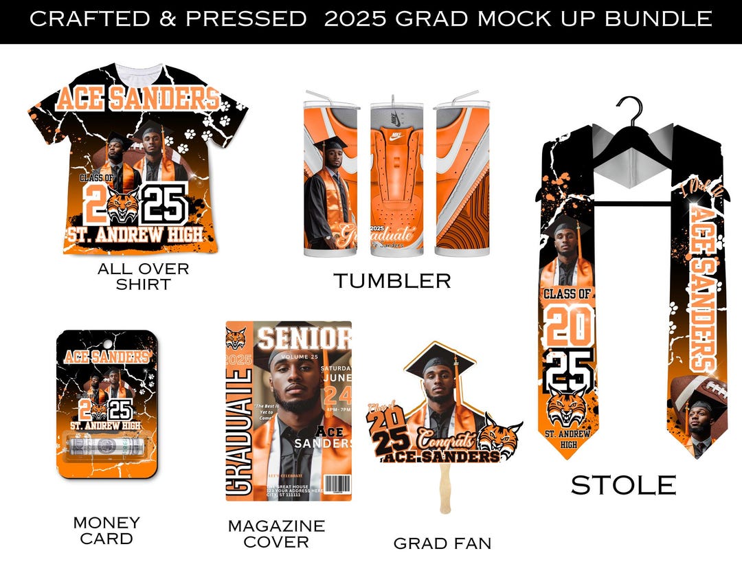 Editable 7pc 2025 Orange Grad Bundle (canva Only) - Etsy