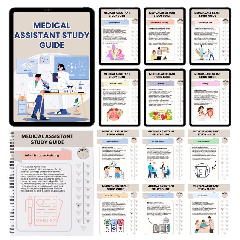 Medical Assistant Notes & Cheat Sheets Bundle: MA Study Guide (120 ...