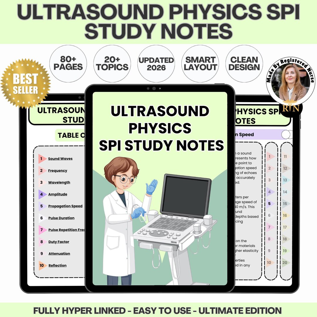 Ultrasound Physics SPI Exam Study Notes: Sonography Tech Review ...