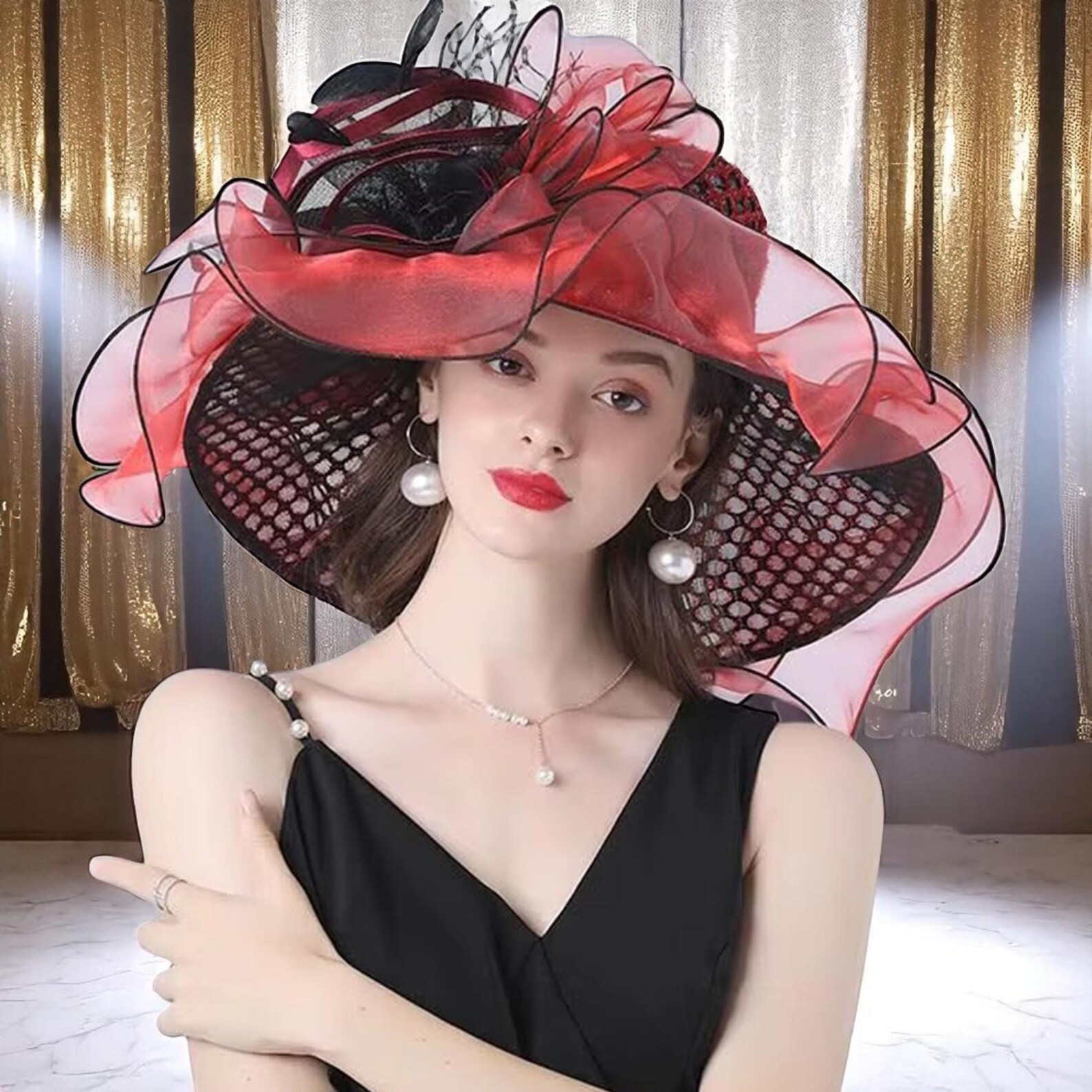 Organza Wide-brim Tea Party Hat: Derby, Church, Wedding - Etsy
