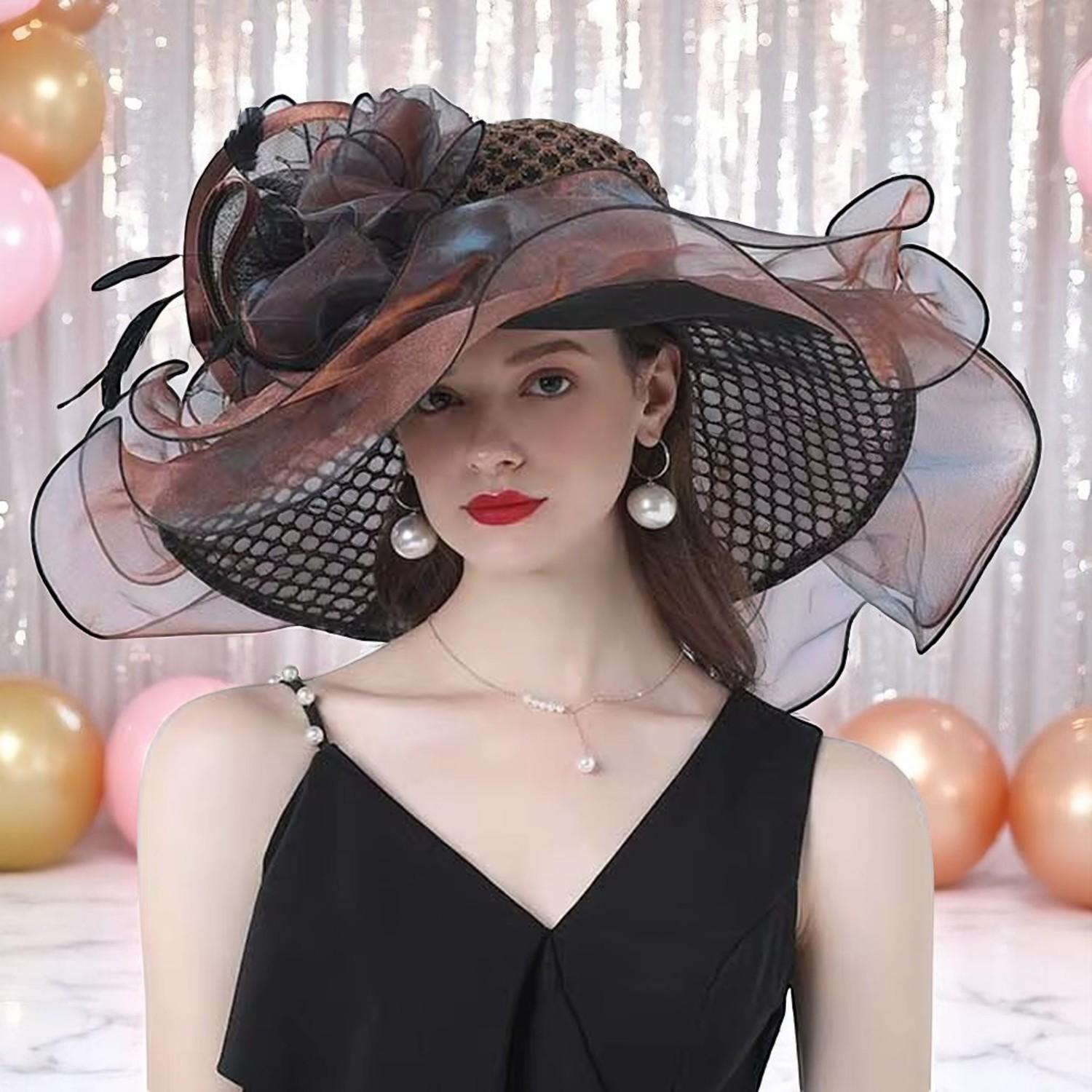 Organza Wide-brim Tea Party Hat: Derby, Church, Wedding - Etsy
