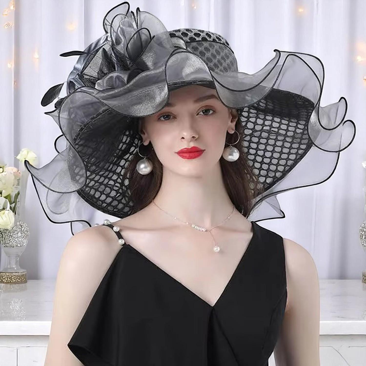 Organza Wide-brim Tea Party Hat: Derby, Church, Wedding - Etsy