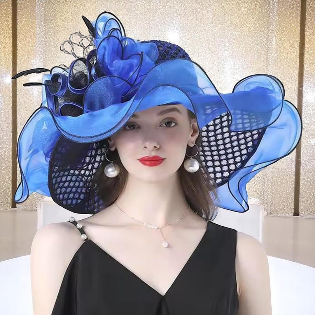 Organza Wide-brim Tea Party Hat: Derby, Church, Wedding - Etsy