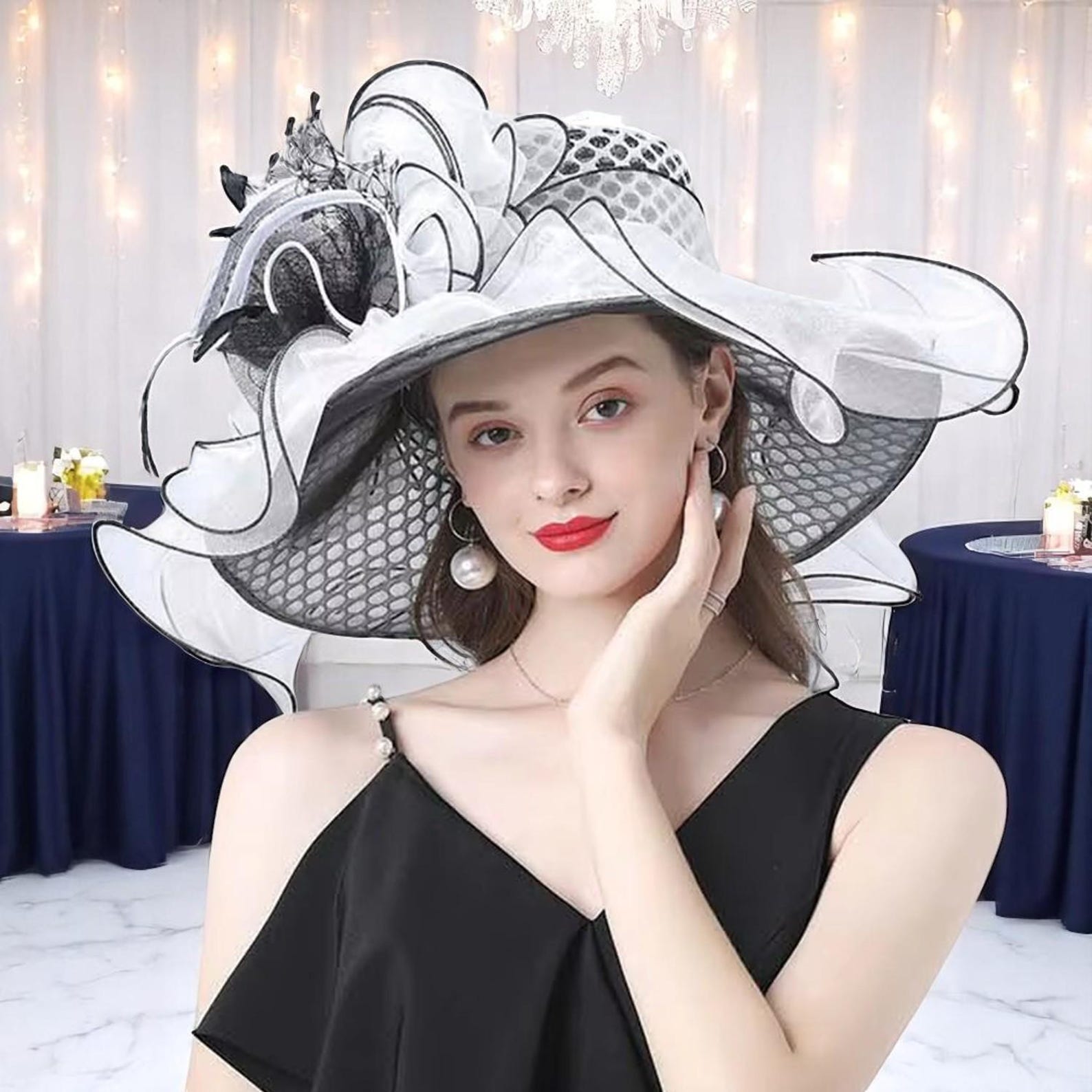 Organza Wide-brim Tea Party Hat: Derby, Church, Wedding - Etsy