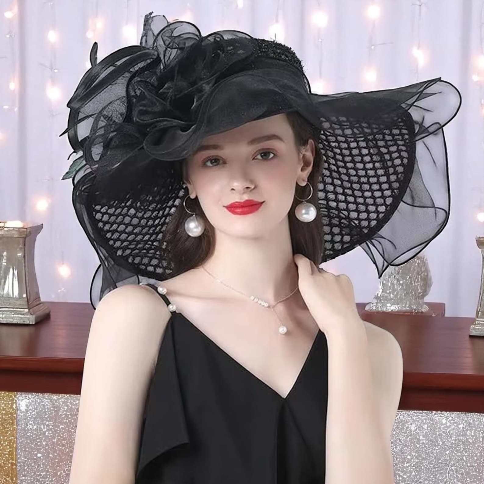 Organza Wide-brim Tea Party Hat: Derby, Church, Wedding - Etsy