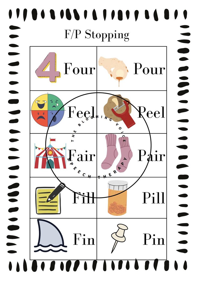 S/T F/P V/B Z/D SH/T Phonological Processes; Stopping - Etsy