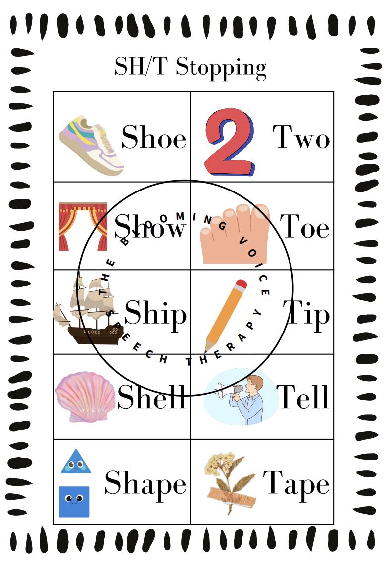 S/T F/P V/B Z/D SH/T Phonological Processes; Stopping - Etsy
