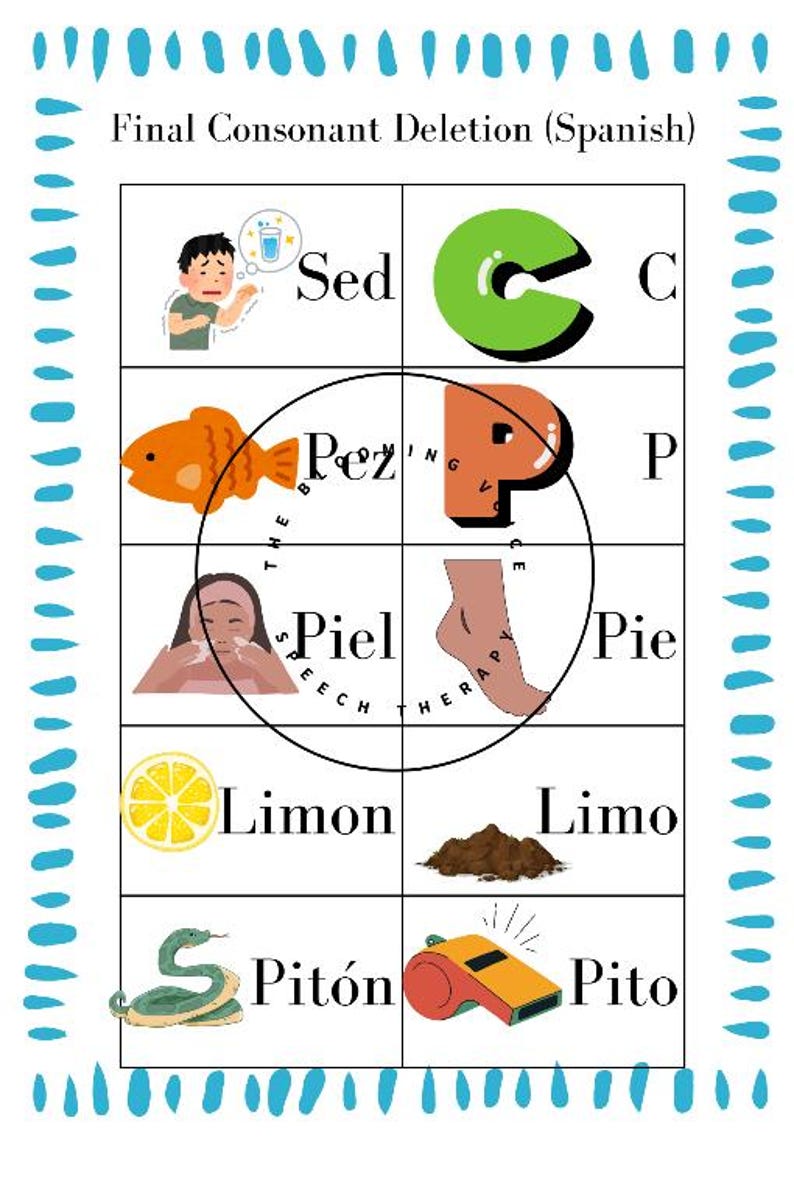 Initial/final Consonant Deletion (spanish) - Etsy