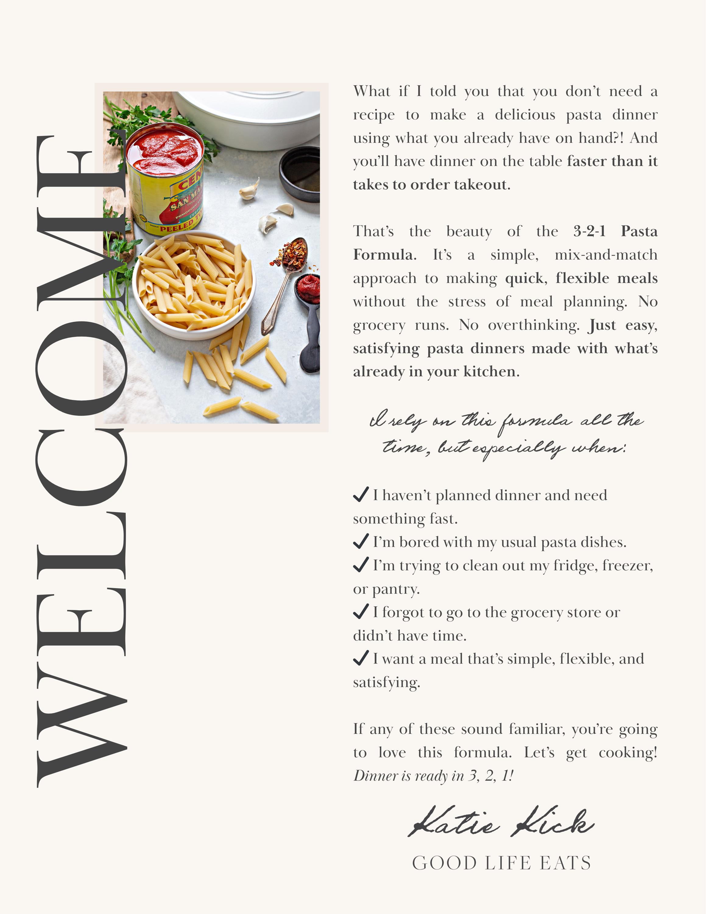 3-2-1 Pasta Ebook | No-recipe Dinner Formula | Printable Meal Planner ...