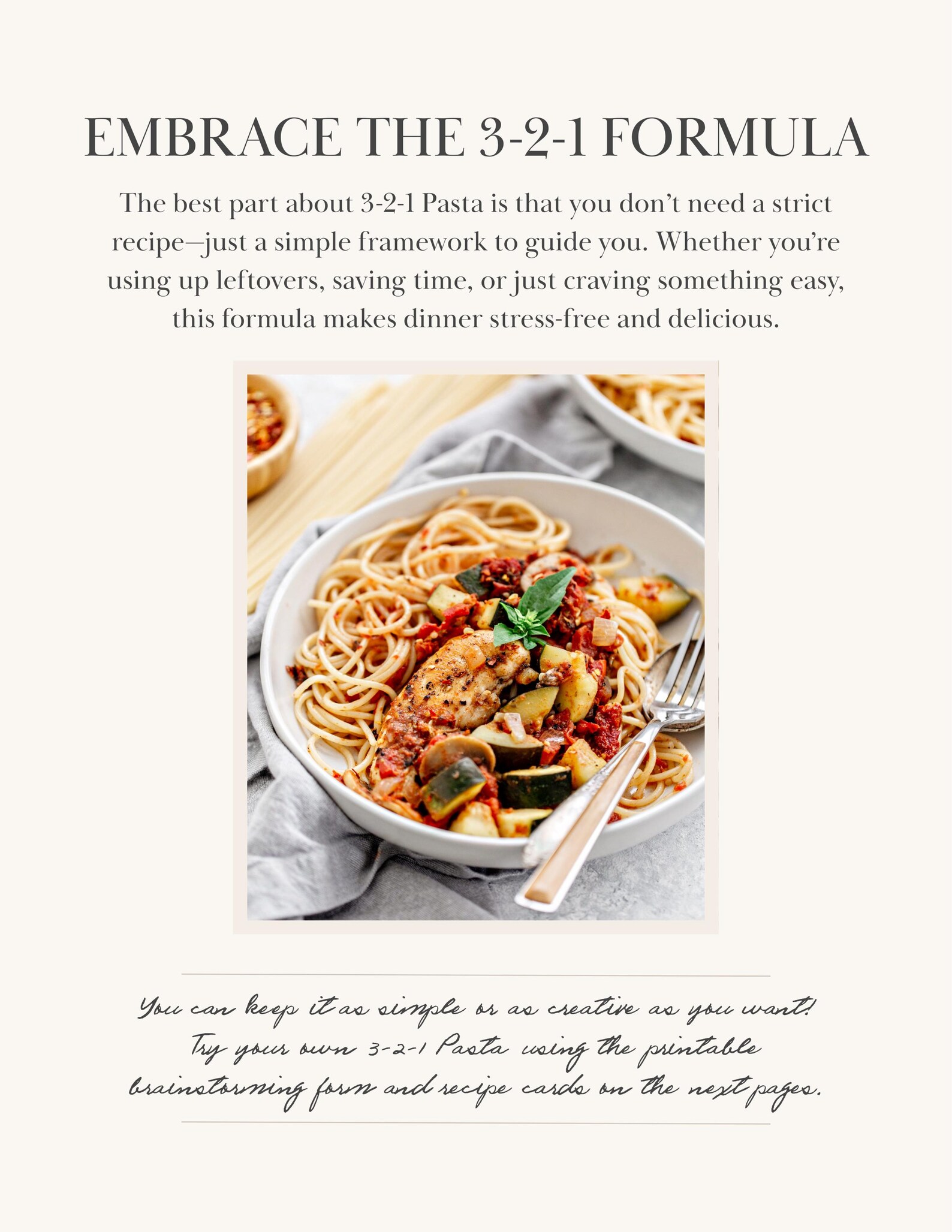 3-2-1 Pasta Ebook | No-recipe Dinner Formula | Printable Meal Planner ...