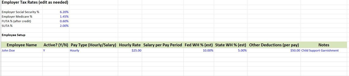 Simple DIY Payroll Spreadsheet | Track Wages, Taxes & Net Pay | Digital ...