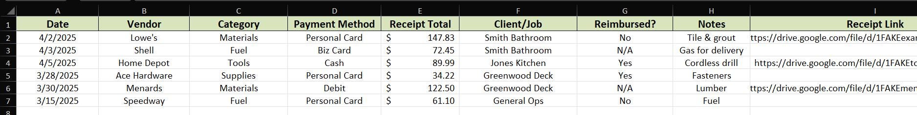 Receipts & Reimbursement Tracker | Digital Download (excel/google ...