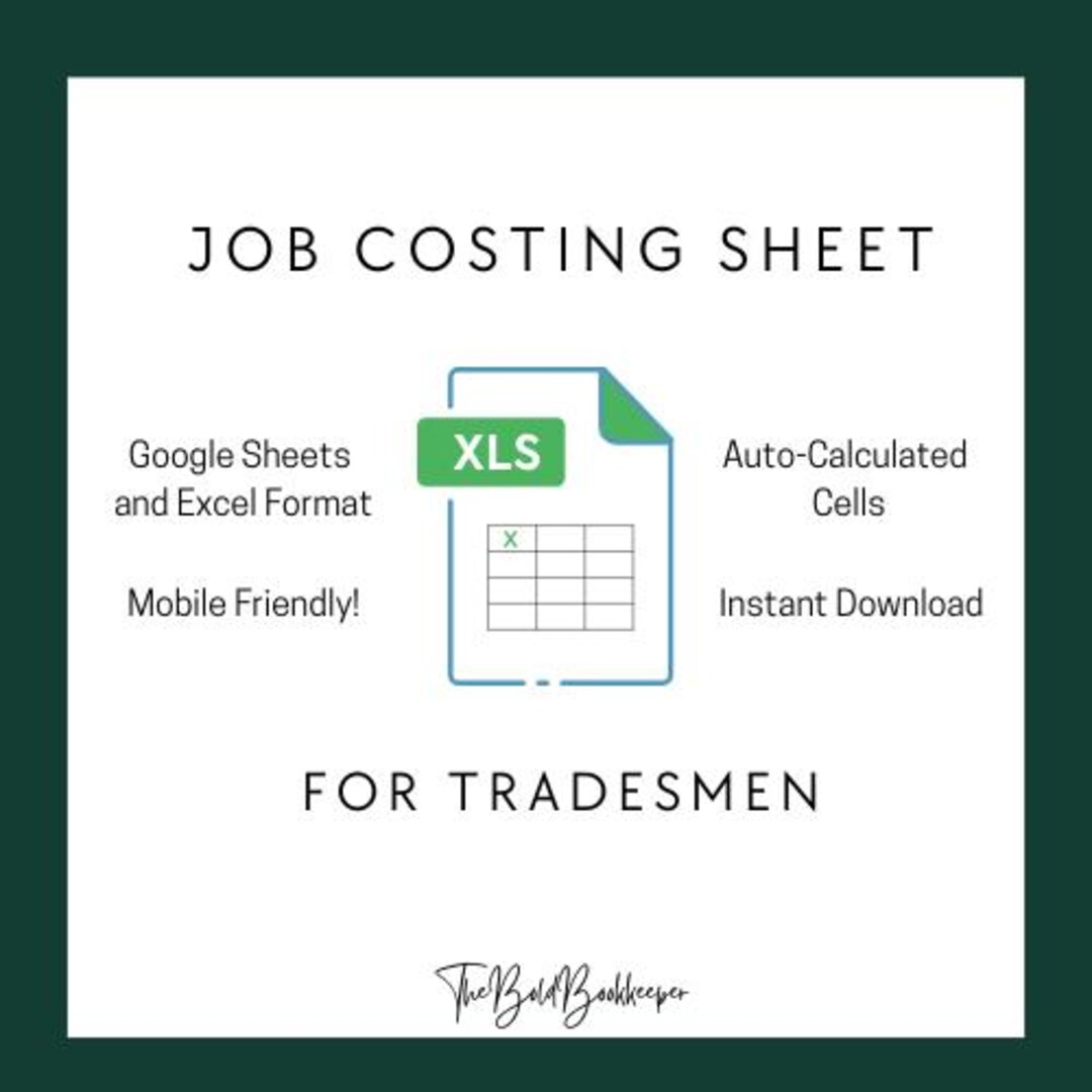 Simple Job Costing Sheet for Tradesmen | Track Materials, Labor ...