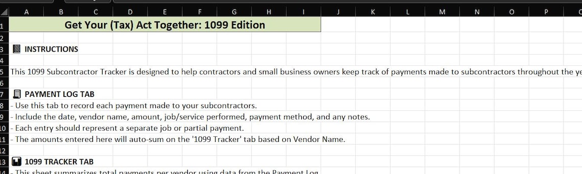 1099 Subcontractor Tracker Bundle | Excel Google Sheets | W-9 Log 1099 ...