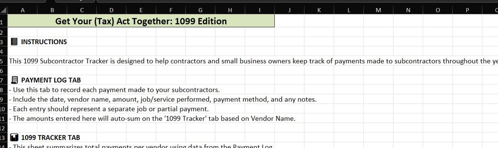 1099 Subcontractor Tracker Bundle | Excel Google Sheets | W-9 Log 1099 ...