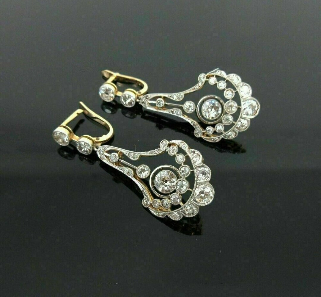 Art Deco Dangle Drop Earring, Latch Back Drop Earring,round Cut ...