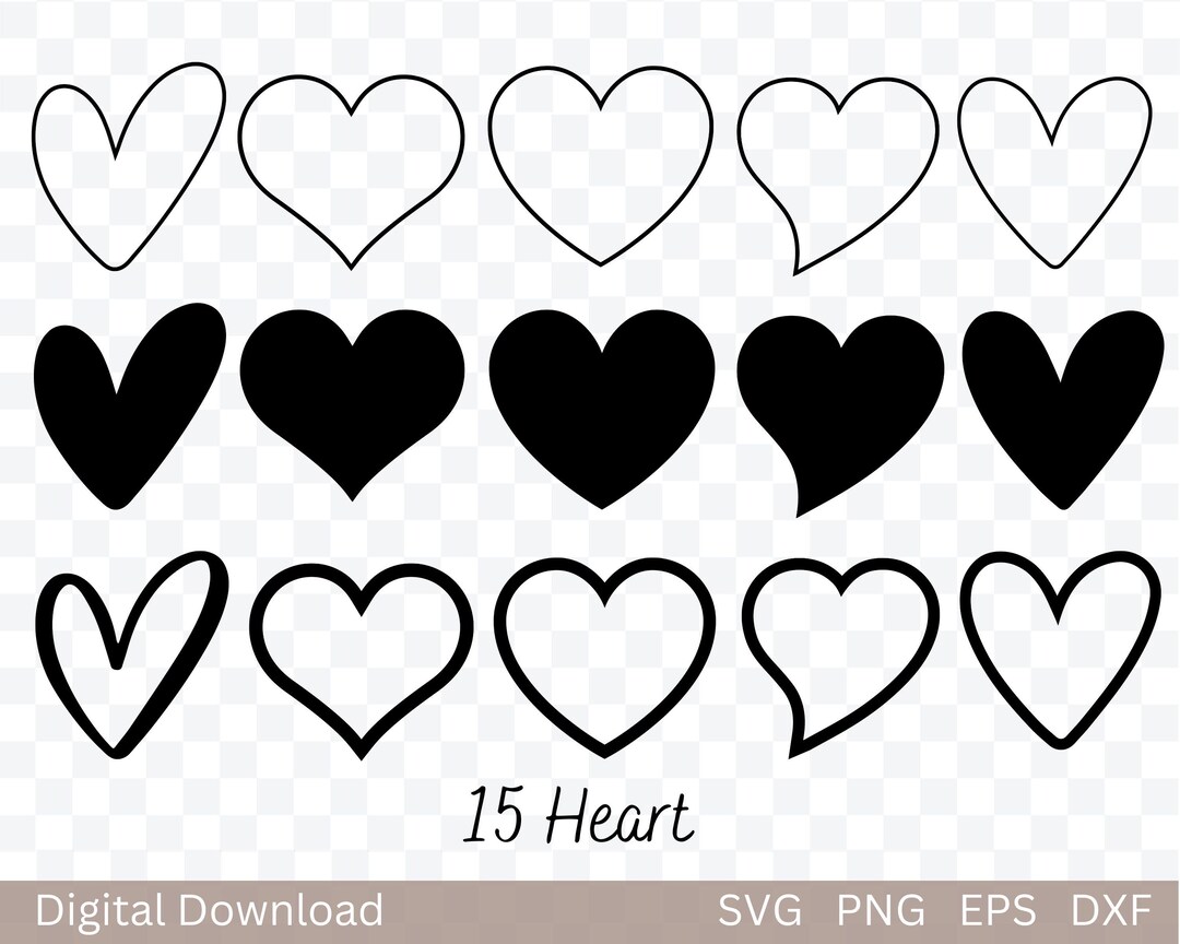 Doodle Heart SVG Bundle: Hand-drawn Clipart (digital Download) - Etsy
