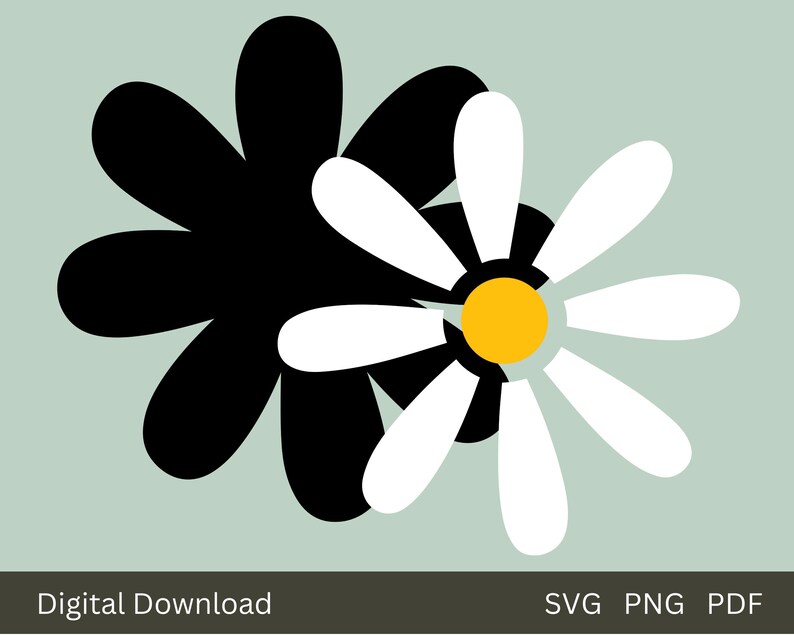 Doodle Daisy SVG Bundle: Floral Clipart, Black Outline (digital ...