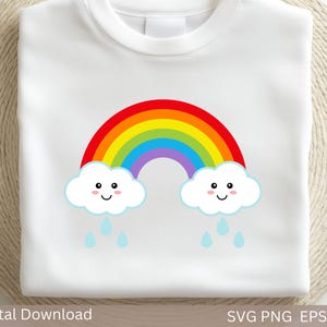 Rainbow SVG Bundle, Layered Rainbow PNG, Cute Cloud Weather Clipart ...