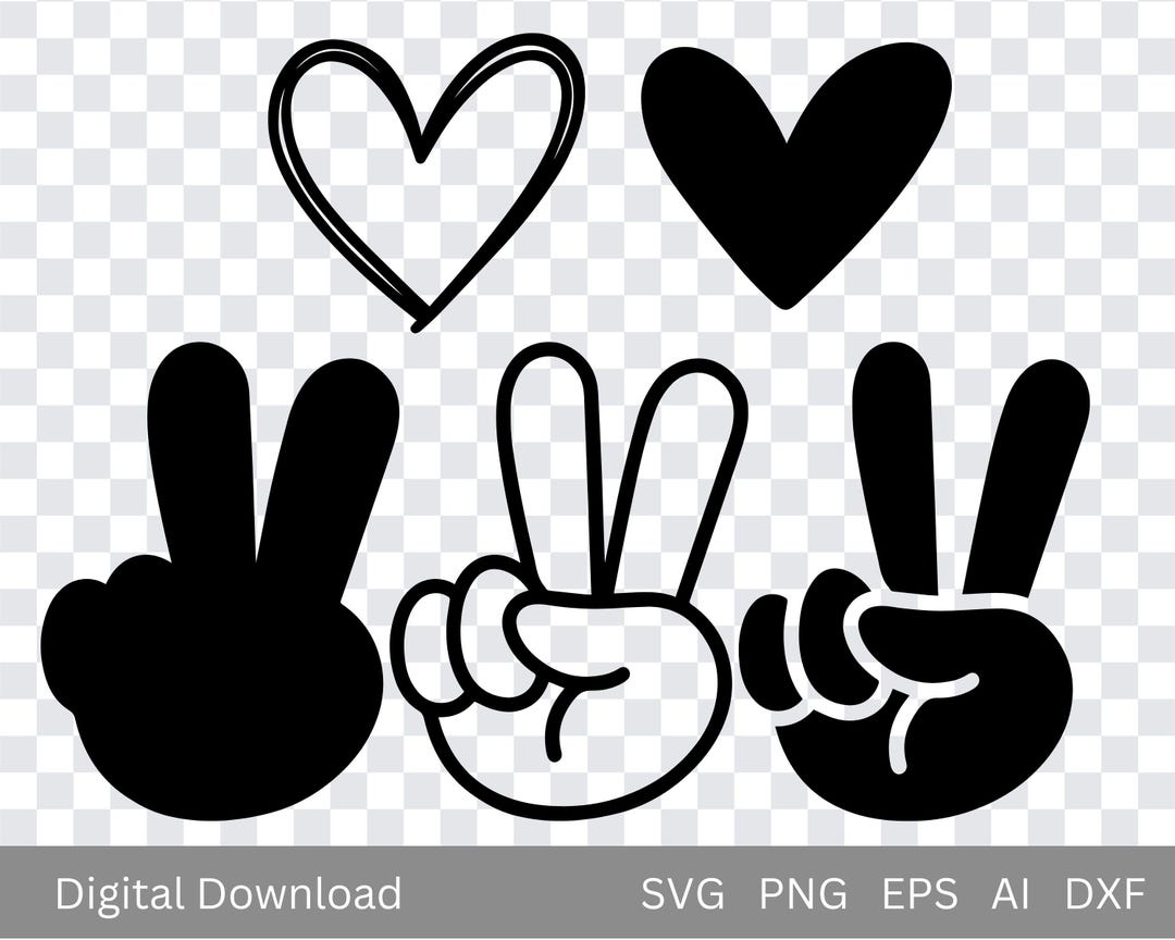 Peace Sign Hand Svg: Cricut Cut File, Shirt Design (digital Download ...