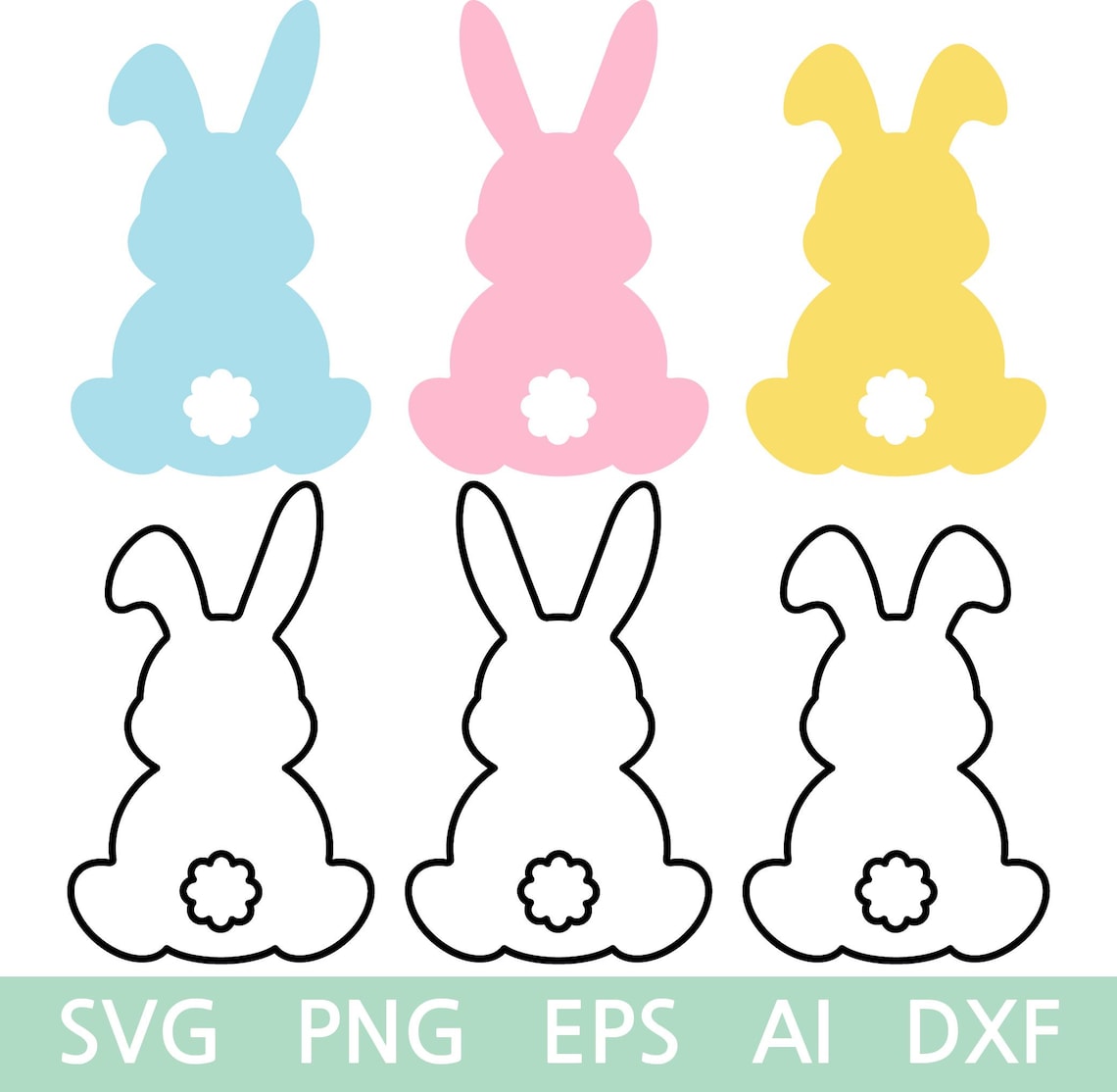 Easter Bunny SVG, Rabbit Outline, Bunny Silhouette,happy Easter Cut ...